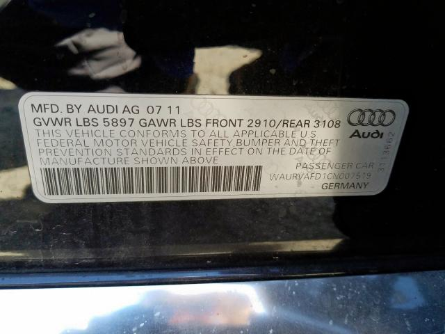 VIN: WAURVAFD1CN007519 | AUDI A8 2012 historia del auto - Stat.vin